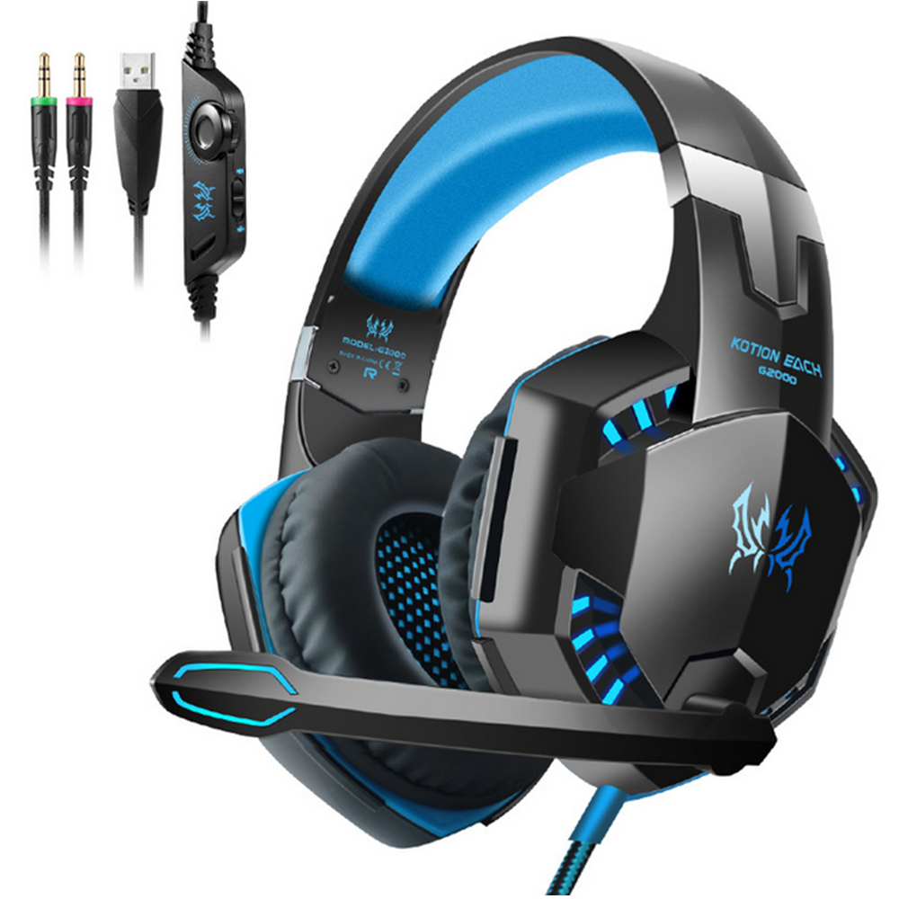 Gaming Headset Surround Sound Over Ear Headphones with Mic,LED Light ...