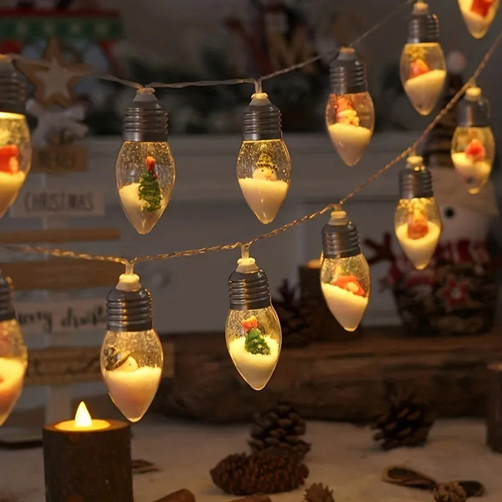 Christmas Snow Globe String Lights LED Clear Bulbs Christmas Tree ...